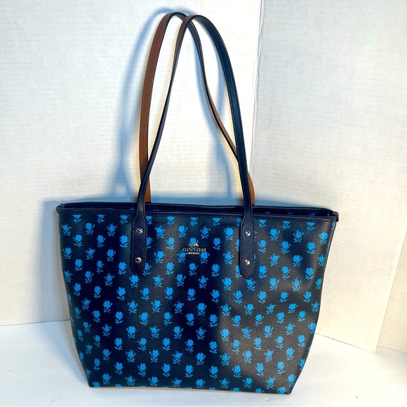 Coach | Bags | Coach Blue Floral Tote Bag Purse | Poshmark